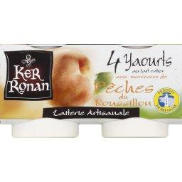 Yaourt brassé au lait entier aux morceaux de pêches du Roussillon Ker ...