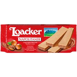 Gaufrettes Napolitaner fourrées crème et aux noisettes Loacker ...