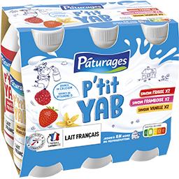 P'tit Yab - Yaourt à boire saveurs fraise/framboise/vanille Pâturages ...